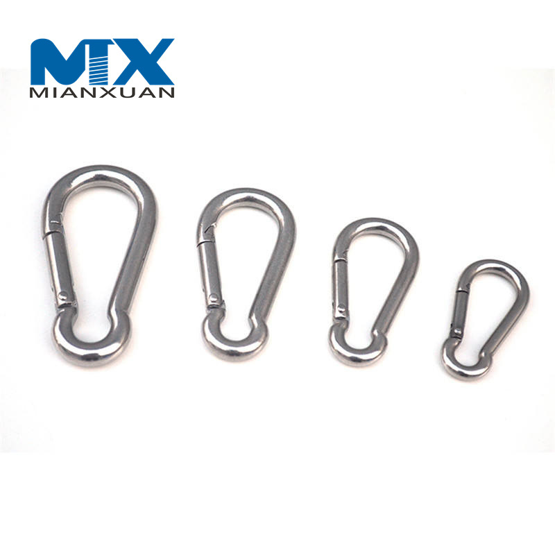 Stainless Steel Carabiner DIN5299 Spring Snap Hook Round Wire and Forged