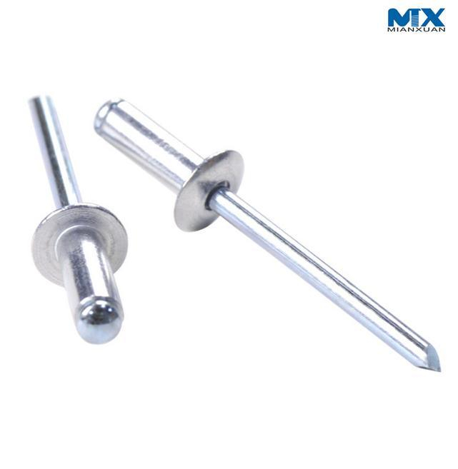 Open End Blind Rivets with Break Pull Mandrel and Protruding Head - St/St